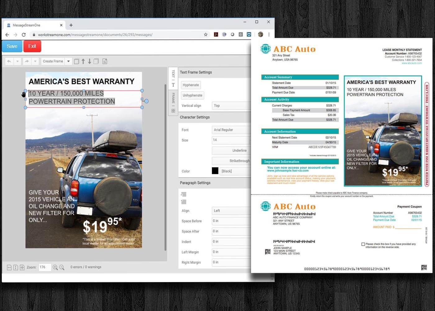 Statement Messaging and Document Design Platform