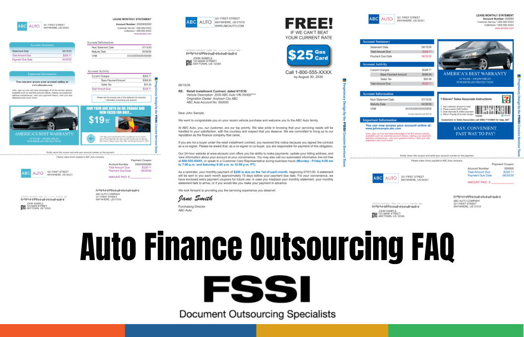 Print and Mail Outsourcing FAQ for Auto Finance