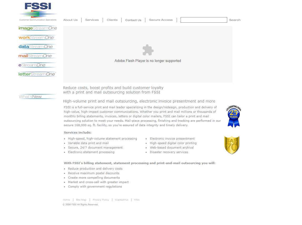 FSSI Website Design Throughout the Years (1999-2022)